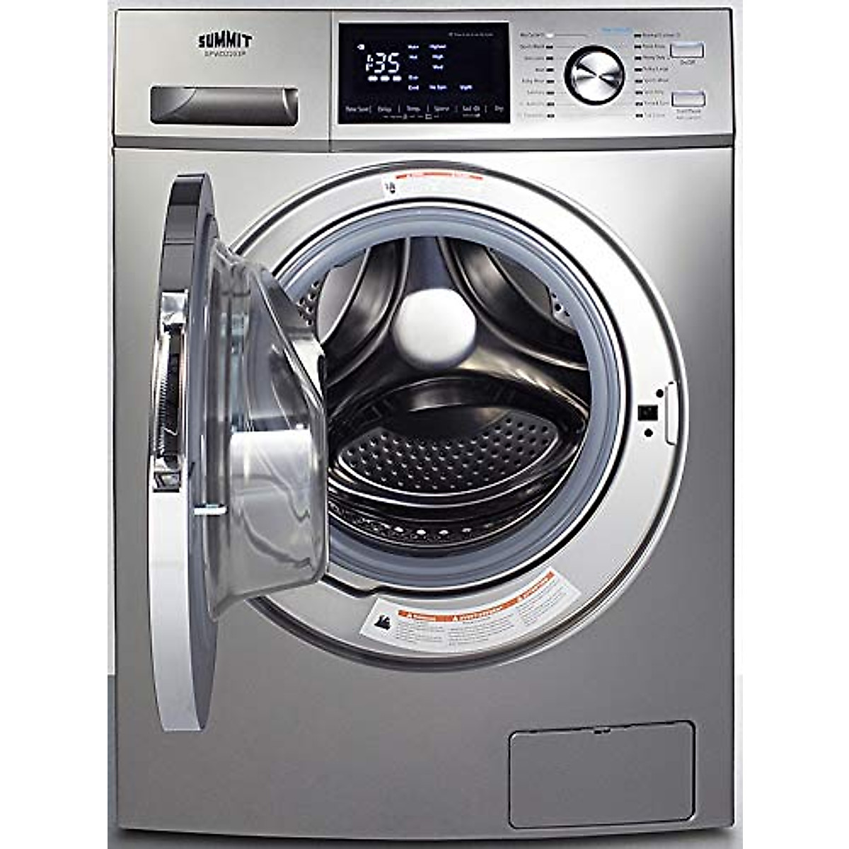 Summit Appliance SPWD2203P 24" Wide 115V Washer/Dryer Combo in Platinum for Non-Vented Use, 2.7 Cu.Ft. Capacity, LCD Display, 16 Wash Cycles, 1300 RPM, Stainless Steel Drum, Child Lock