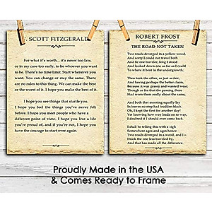 Positive Affirmations Wall Decor for Kids: Robert Frost, F. Scott Fitzgerald Set of 2, 11x14 Inspirational, Motivational Poster & Motivational Wall Art Office Decor for Men & Women