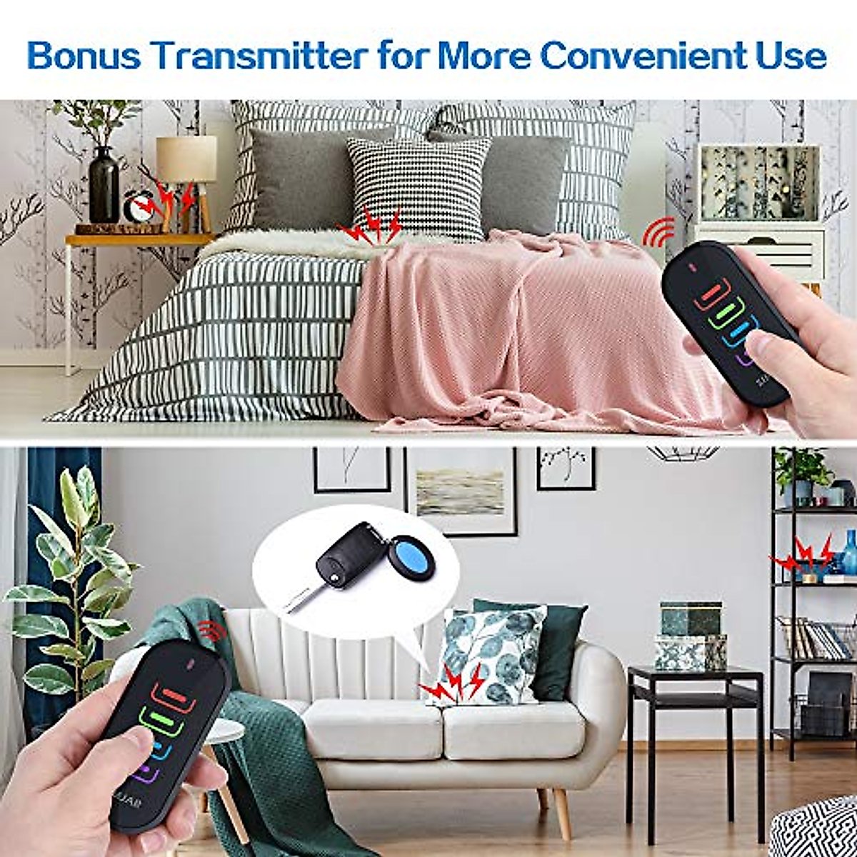 Key Finder with an Extra Transmitter & Up to 131ft Working Range in Open Space, Wireless Remote Control RF Key Finder Locator for Keys Wallet Phone Glasses Luggage Pet Tracker