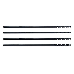MAXTOOL 3/16"x12" 4pcs Identical Aircraft Extension Drills HSS M2 Extra Long Deep Twist Drill Bits Straight Shank Fully Ground Black; ACF02B12R12P4