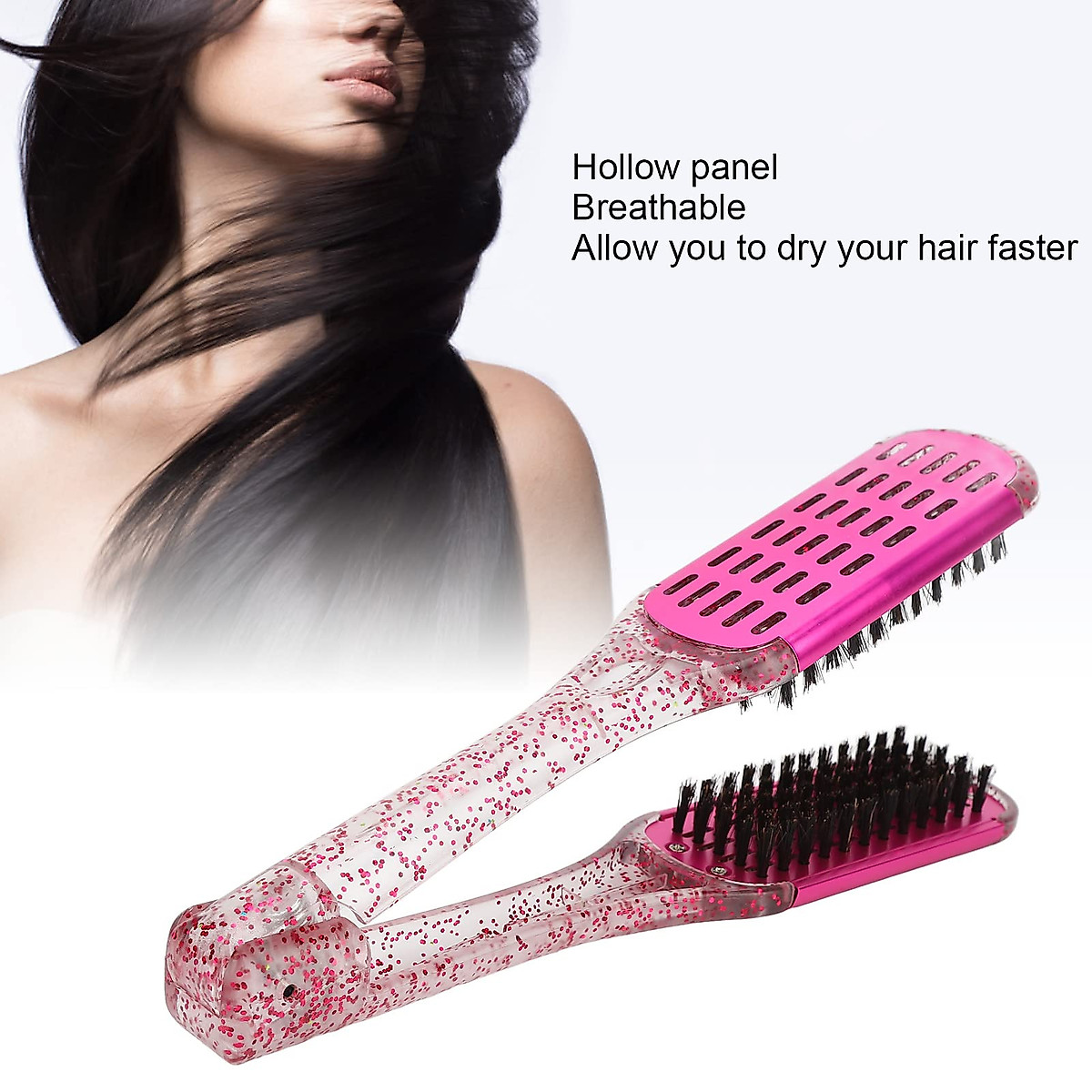 Double Sided Brush Hair Straightener, Hair Straightening Splint Comb Hair Straightener Comb Hair Straightener Clamp Brush Styling Tool for for Straightening Knotty Hair Unkempt