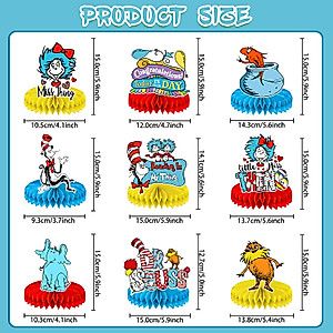 YUNKELIU Birthday Party Decorations Honeycomb Centerpieces 9Pcs Cat Theme Table Decor 3D Double Sided Table Topper Decor for Graduation Party Supplies