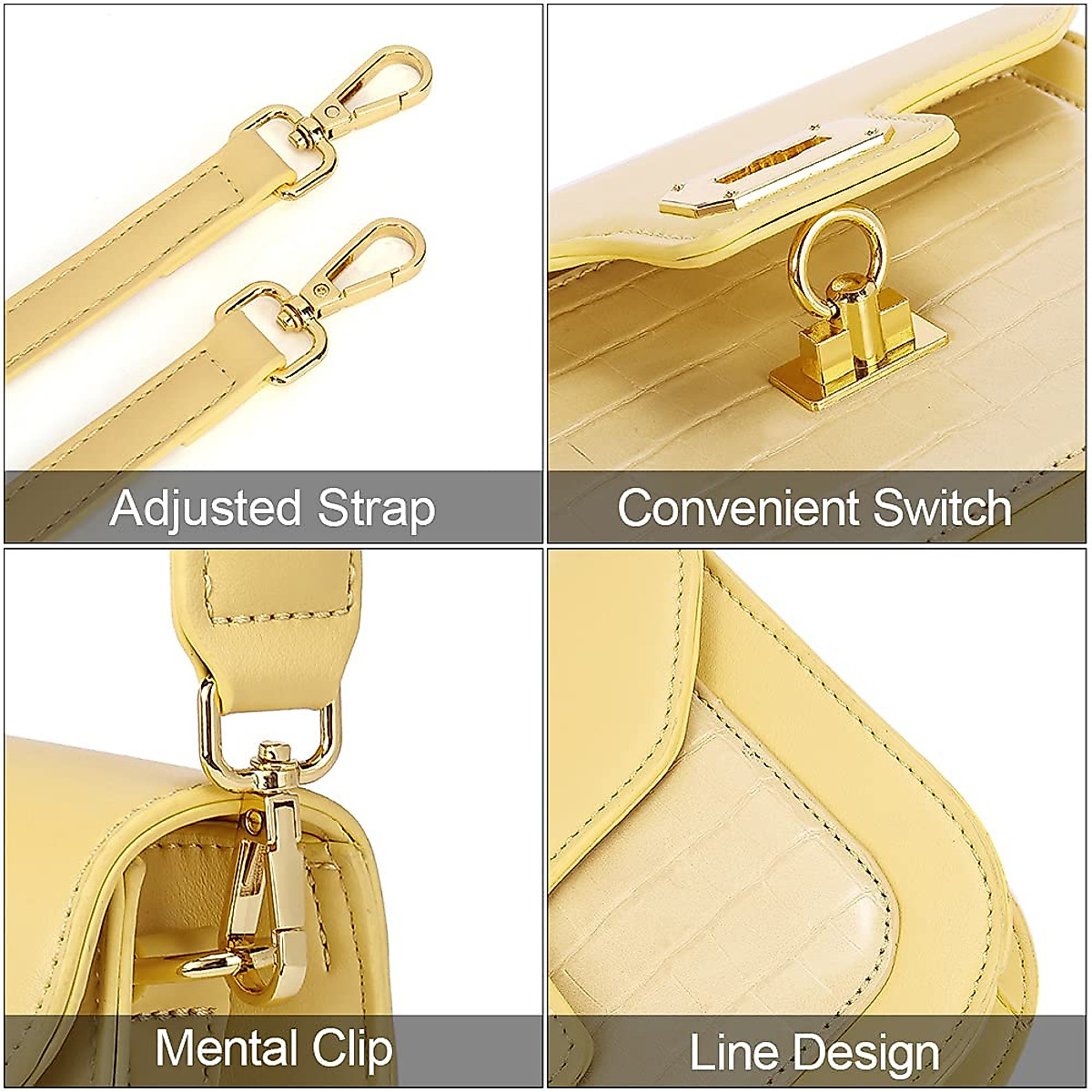 CLUCI Crossbody Bag For Women Designer Fashion Travel Purse Ladies Small Adjustable Leather Shoulder Handbag Yellow