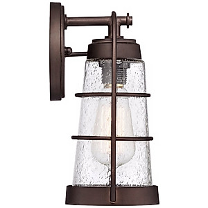 Franklin Iron Works Averill Park Farmhouse Rustic Outdoor Wall Light Fixture Oil Bronze Metal 10 1/4" Clear Seedy Glass Exterior House Porch Patio Outside Deck Garage Yard Front Door Garden Home