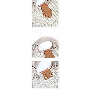 TONWHAR® Lady's Stylish Shell Shape Straw Tote Handbag Rattan Beach Bag (White)
