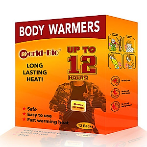 Body Warmers with Adhesive Backing Air Activate Heat Patch Disposable Gives 12 Hours Warm Pad - 12 Packs
