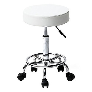 MTFY Adjustable Hydraulic Rolling Swivel Salon Stool, Saddle Stool Chair Tattoo Massage Facial Spa Stool Chair with Wheels for Tattoo,Facial Spa,Massage,Salon (Type-3,White)