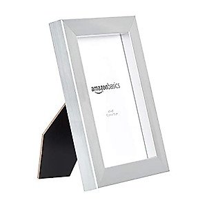 Amazon Basics Rectangular Photo Picture Frame, 4" x 6", Pack of 2, Nickel