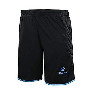 KELME Soccer Goalkeeper Jersey Short Sleeve Uniform Kit - Mens Padded Football Goalie Shirt Shorts Socks Unisex Adult Sizes (Blue, X-Large)