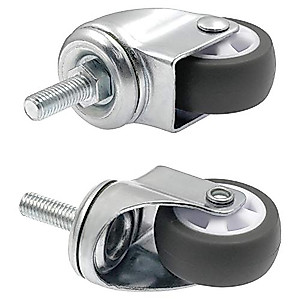 Luomorgo 8 Pcs 1.5" Caster Wheels Swivel Stem Casters for Small Tiny Shopping Cart Trolley Wheel, No Noise TPE M8 x 20mm Threaded Stem Caster, 352lb/160kg Load Capacity