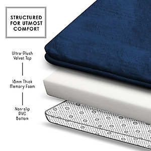 Clara Clark 3 Piece Bathroom Rugs Bath Mat Set, Velvet Memory Foam Bath Mats for Bathroom - Non-Slip, PVC Backing Bath Rugs, Washable Bathroom Rug Mats - Dries Quickly, Blue Bathroom Rug Set