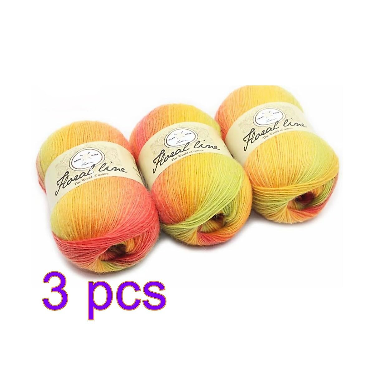 3 Skeins Colorful Soft Yarn, 400 Meters/437yd Gradient Multi Color Warm Wool Yarn Single-Layer Knitting Yarns for Knitting and Crocheting DIY Crafting Scarf Shawl Hat Sweater Coat