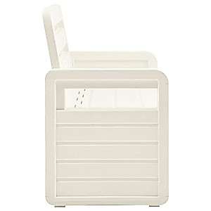 Daonanba Outdoor Storage Bench 69 Gallon Large Deck Box 2-Person Water-Resistant Patio Seating for Patio Furniture, Outdoor Cushions, Garden Tools and Pool Toys (White)