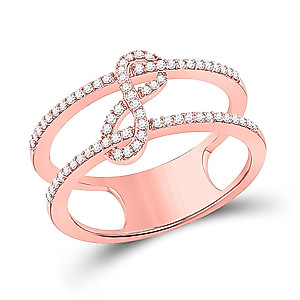 The Diamond Deal 10kt Rose Gold Womens Round Diamond Negative Space Infinity Ring 1/5 Cttw