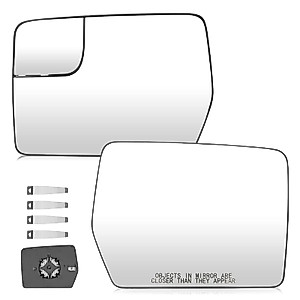 Youxmoto Driver Left and Passenger Right Side Heated Mirrors Glass Replacement, Fit for Ford F150 2011 2012 2013 2014 Side View Mirror Glass with Rear Holder, Fit for BL3Z-17K707-E + 4L3Z-17K707-DA