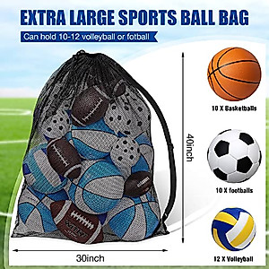 Shappy 4 Pack Extra Large Sports Ball Bag Mesh Soccer Basketball Bags Large Mesh Bag with Adjustable Shoulder Strap Ball Bags for Football Volleyball Gym Sports Equipment, 30 x 40 Inches