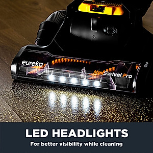 Eureka Powerful Carpet and Floor, Household Cleaner for Home Bagless Lightweight Upright Vacuum, MaxSwivel Pro NEU350 with Pet Tool, Yellow