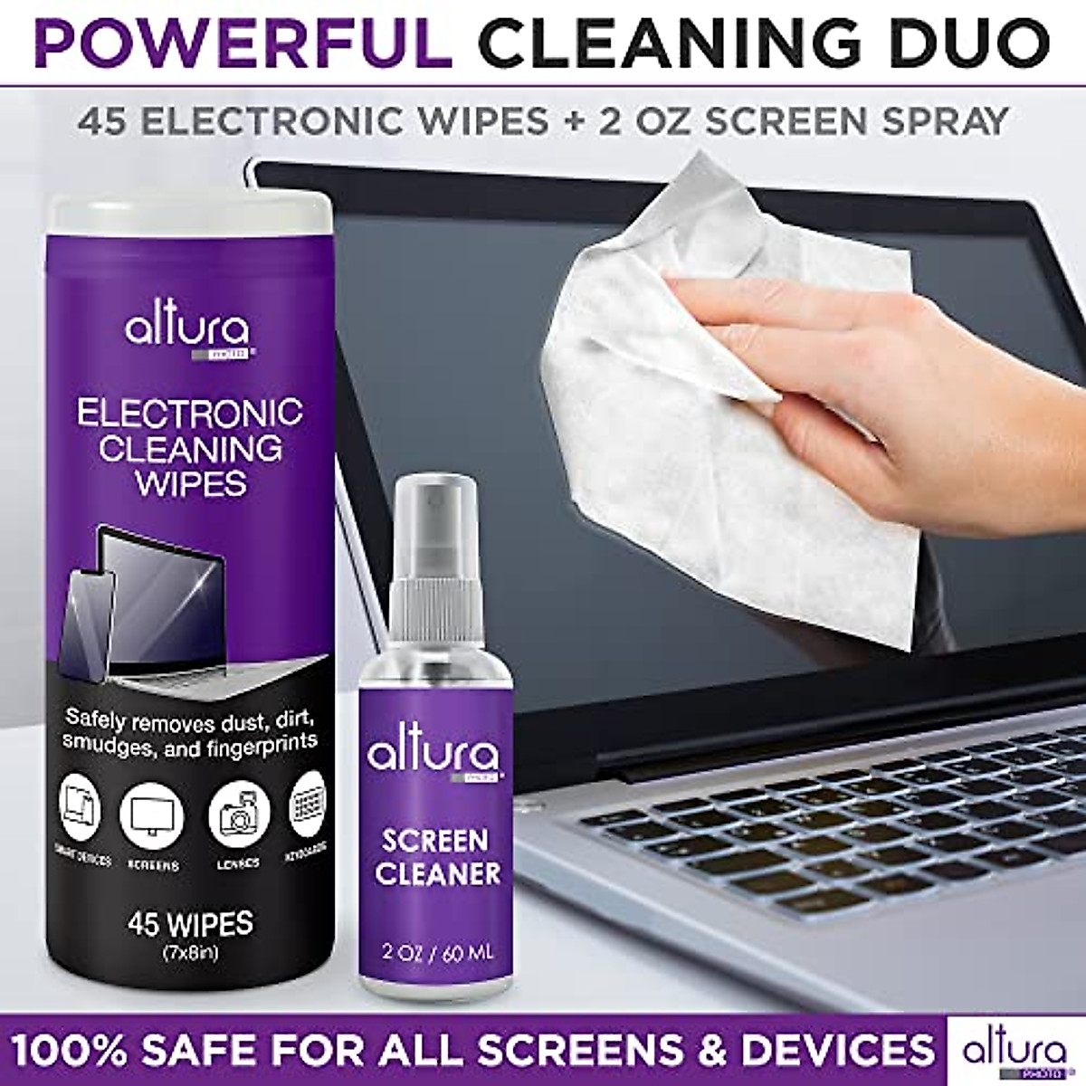 Computer & Screen Cleaning Kit - Great for Laptops & Tablets - 6-Piece Cleaning Kit for All Electronic Devices, Keyboards & Screens from Altura