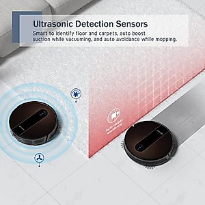 Coredy R750 Pro Robot Vacuum and Mop Combo, 2700Pa Max Suction, Ultrasonic Detection Boost & Avoidance, Compatible with Self Empty Station, Smart AI Dynamic Navigation Robotic Vacuums for Carpet