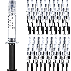 Nuanchu 1ml Borosilicate Glass Syringe Anti Leak Luer Connector Dispenser Without Needle Heat Resistant Accurate Measuring Tool for Thick Liquids, Glue, Ink, Pet Feeding(100 Pieces)