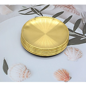 6 Pcs 5.5 Inch Circular Trinket Tray, Gold Stainless Steel, for Serving Trays Towel Storage Dish Plate Tea Fruit Trays Jewelry Plate Decorative Storage Tray (5.5 Inch, Gold)