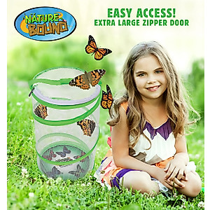 Nature Bound Butterfly Growing Kit - Live Caterpillar to Butterfly Project for Kids - includes Voucher for Caterpillars, Green Pop-Up Enclosure, and STEM Learning Guide