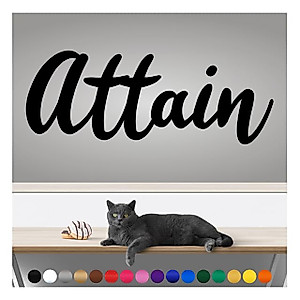 Transform Your Walls with Professional Grade, Outdoor Weatherproof Vinyl Stickers - Happy Sunday - UV Resistant, Made in The USA! Inspirational Words: Attain: 14 Inch, Satin Silver