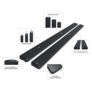 APS Running Boards 6 inches Black Compatible with Ford F250 F350 Super Duty 1999-2016 Crew Cab Stainless Steel (Nerf Bars Side Steps Side Bars)