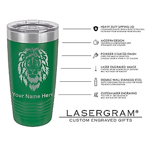 LaserGram 20oz Vacuum Insulated Tumbler Mug, Military Helicopter 2, Personalized Engraving Included (Green)