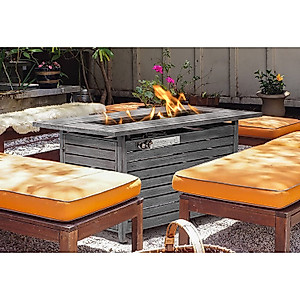 SUNBURY Outdoor Propane Fire Pit Table, 46 Inch Patio Gas Fire Table 40,000 BTU Auto-Ignition w Lid, Waterproof Cover, Glass Beads