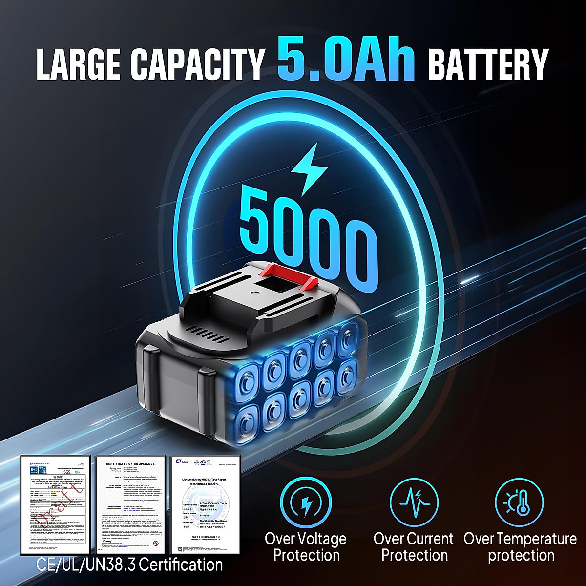 Seesii Cordless Hand Planer with 5.0Ah Battery, Adjustable 1/8-Inch Depth, Brushless Motor – Powerful Electric Hand Planer for Wood