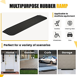 MAGIC UNION 1" Rise Solid Rubber Power Wheelchair Threshold Ramp Doorway