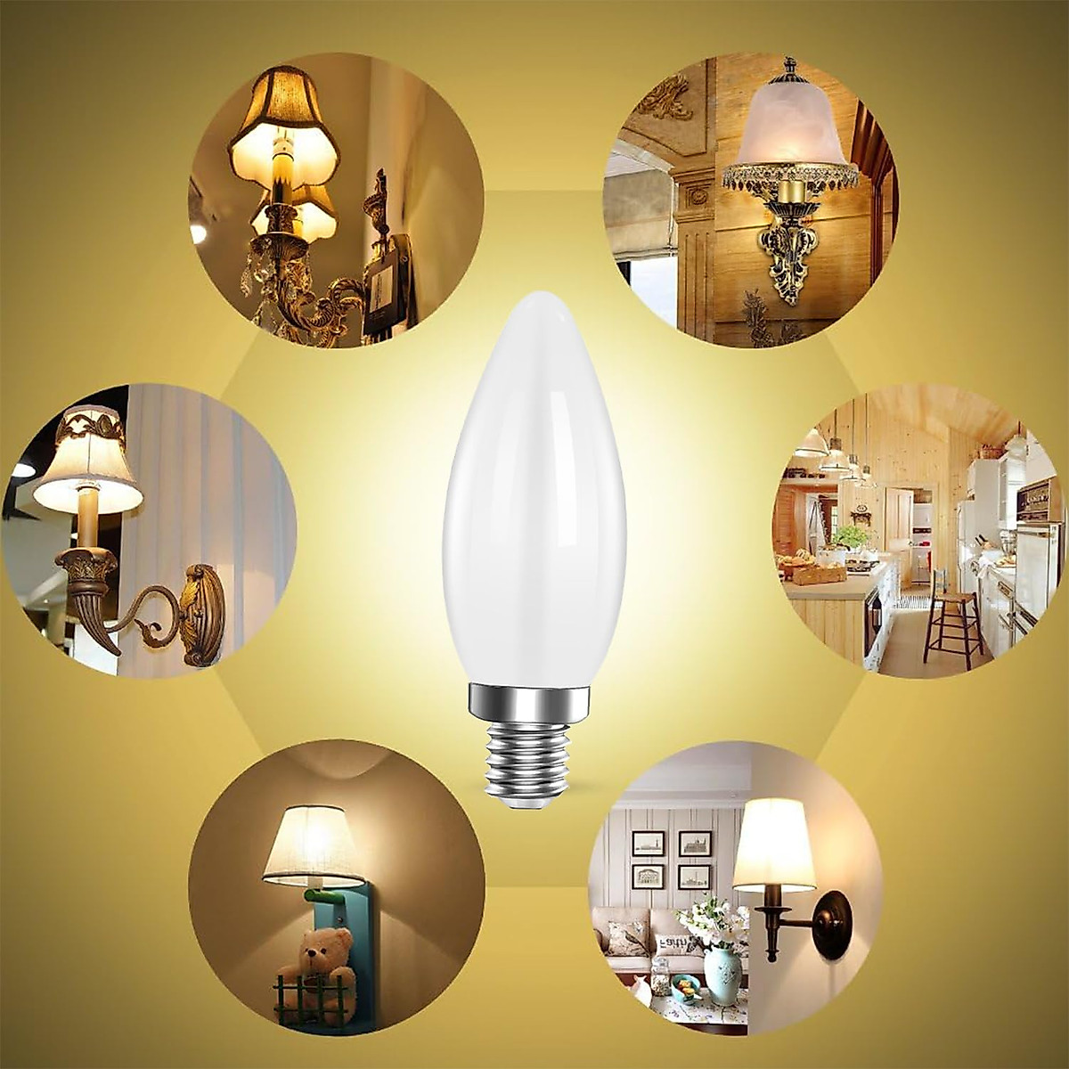 Wuluretoos 8 Pack 4W 120V LED Candelabra Base B10 CTC Clear Decorative Light Bulbs,Transparent Candle Light Bulbs for Chandeliers, Ceiling Fan Lights, Pendants, Fireplace