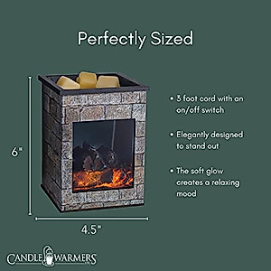 CANDLE WARMERS ETC. Fireplace Illumination Fragrance Warmer- Light-Up Warmer for Warming Scented Candle Wax Melts and Tarts to Freshen Room, Grey Hearthstone