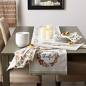 DII Thankful Autumn Collection Fall Tabletop Decoration, Reversible Table Runner, 14x108, Fall's Bounty