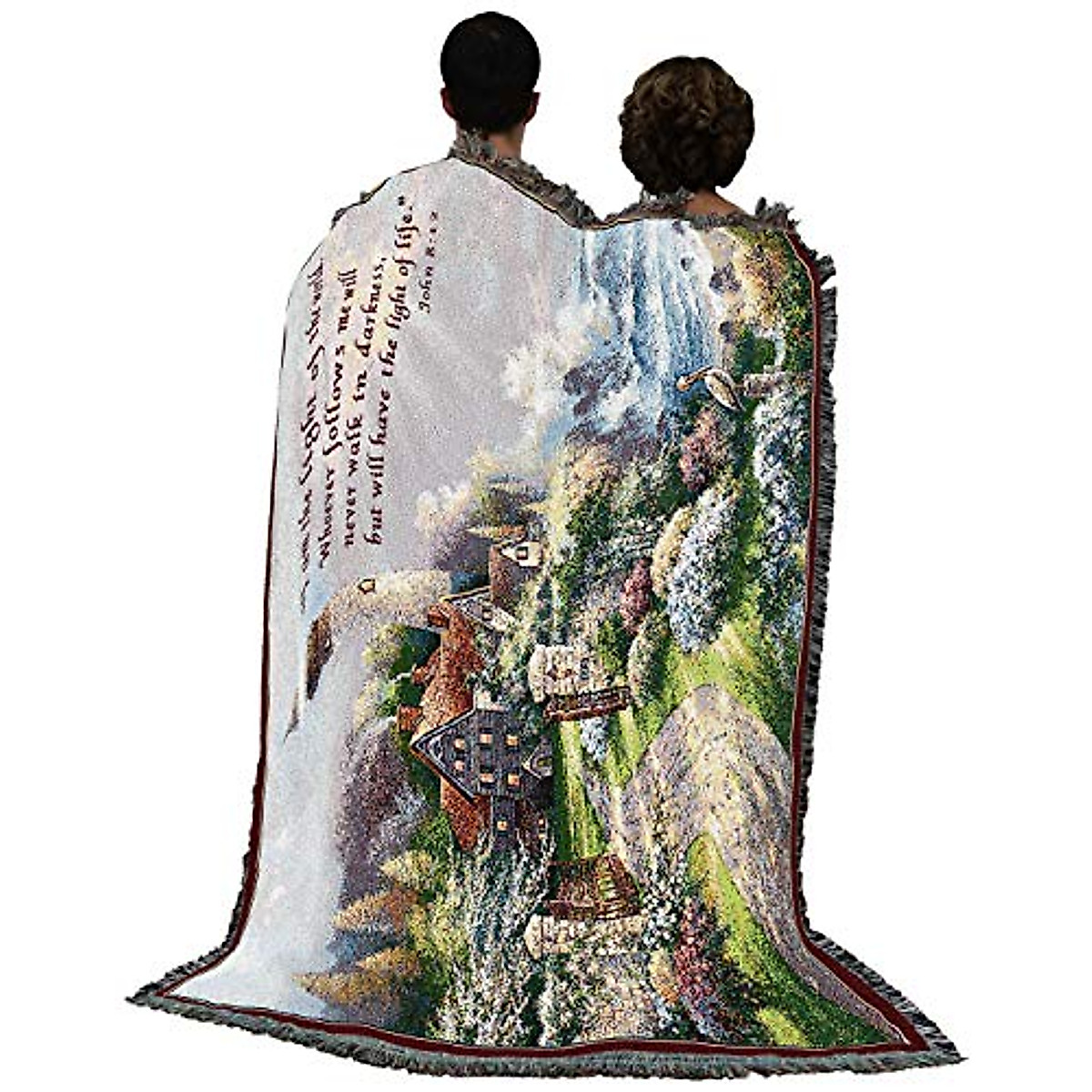 Pure Country Weavers Coastal Splendor Blanket by James Lee - I Am The Light of The World - Scriptures - John 8:12 - Religious Gift Tapestry Throw Woven from Cotton - Made in The USA (72x54)