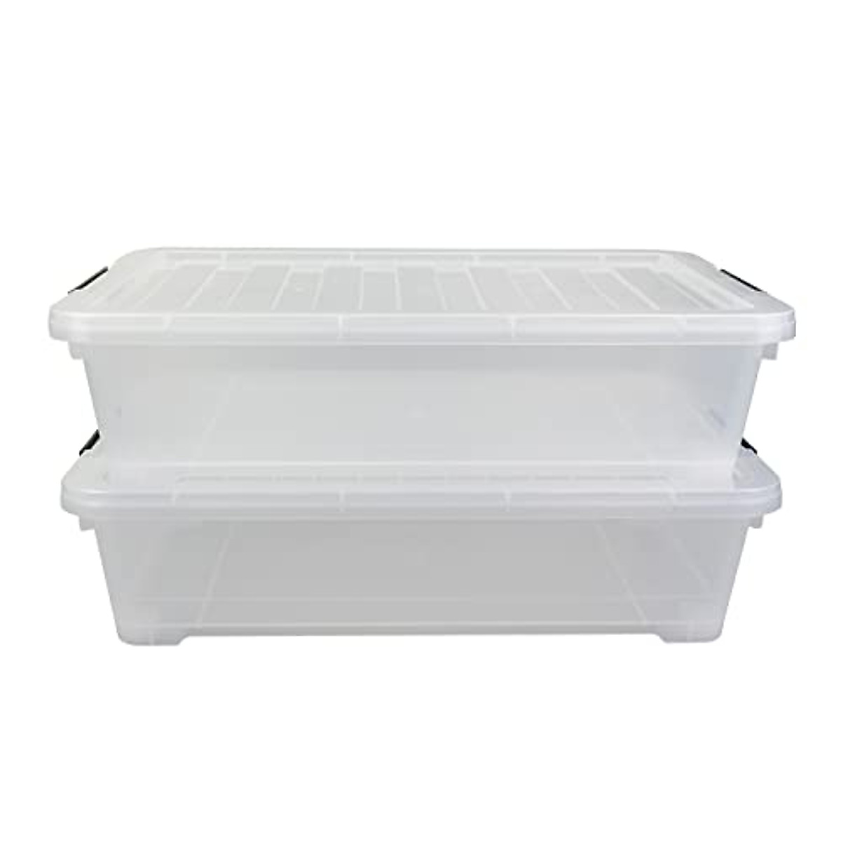 Tyminin Pack of 4 Stackable Plastic Containers with Durable Latching Lids, Under Bed Storage Containers, 40 Quart