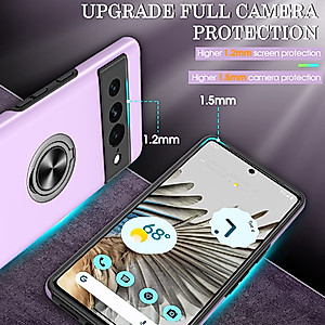 Pixel 7 Pro case with Screen Protector, Shockproof Google Pixel 7 Pro Phone Case with Magnetic Kickstand Case for Google Pixel 7 Pro (Purple)