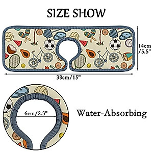 Kitchen Faucet Mats 2 Pieces Summer Vacation Elements Absorbent Faucet Sink Splash Guard Bathroom Counter and RV,Faucet Counter Sink Water Stains Preventer