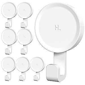 MeesMeek Adhesive Hooks - No Tools, Easy to Use Utility Hooks, Small Sticky Hooks for Hanging Oven Mitts, Kitchenware, Clothes, Towels, Hats, Keys (8 Pack)