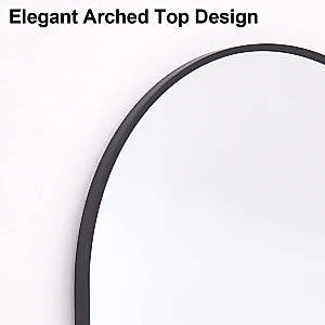 GLSLAND-58x18 inch Arched Full Length Mirror-Aluminum Alloy Frame High Definition-Full Body Mirror for Bedroom or Living Room