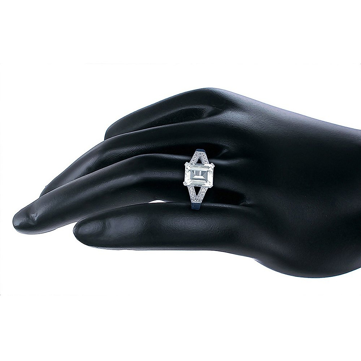 VIR JEWELS 2.20 cttw Emerald Shape Green Amethyst Ring Brass with Rhodium Plating 10x8 MM Size 7