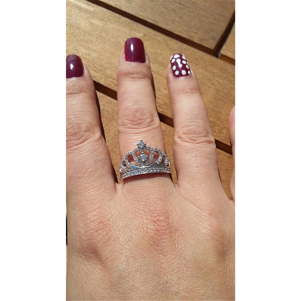 Tenfit 925 Silver Princess Crown Ring with CZ Inlaid Fashion Jewelry Engagement Wedding Ring for Women,Size 5