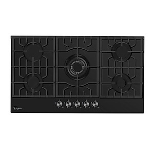 Empava 30" Gas Stove Cooktop LPG/NG Convertible with 5 Italy SABAF Burners Tempered Glass in Black, 30 Inch