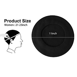 Women's French Beret Hat Solid Color Plain Wool Classic Traditional Artist Cap (US, Alpha, One Size, White)