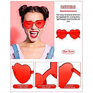 TOODOO 14 Pairs Heart Shaped Sunglasses for Women Rimless Heart Sunglasses Bulk for Party Favors(Red, Blue, Purple, Yellow, Green)