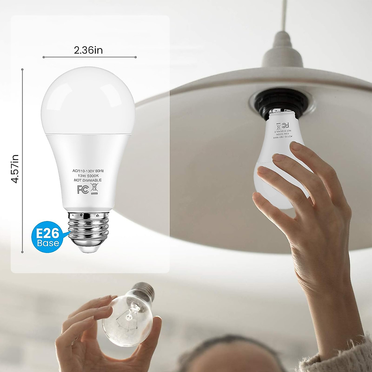 Sheetea 16-Pack LED Light Bulbs, 100 Watt Equivalent Daylight LED Bulbs, 5000K White Light Bulbs E26 Standard Base, A19 LED Bulb 13W 1500LM Super Bright, Non-dimmable