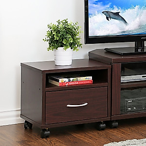 Furinno Indo Petite Under Desk Utility Cart with Casters, Espresso