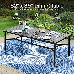 PHI VILLA Patio Dining Table and Chairs for 8,Outdoor Chairs with Textilene Fabric,Quick-Dry and Waterproof,Extra Large Rectangular Metal Table,Outdoor Furniture Set for Outside,Garden,Yard