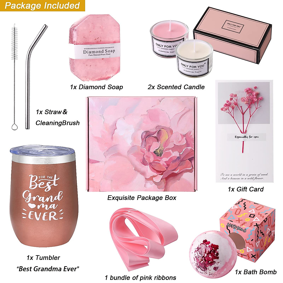 Grandma Gifts, Birthday Gifts for Women, Gifts for Grandma, Christmas Gift Basket for Women Mom, 60th, 70th, 80th Grandma Mothers Day Birthday Gift for Her, Grandparents Day Gift - Best Grandma Ever